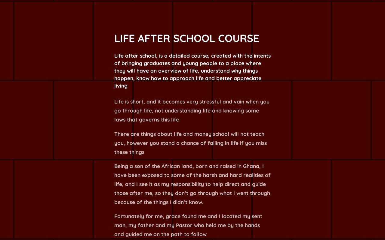 LIFE AFTER SCHOOL